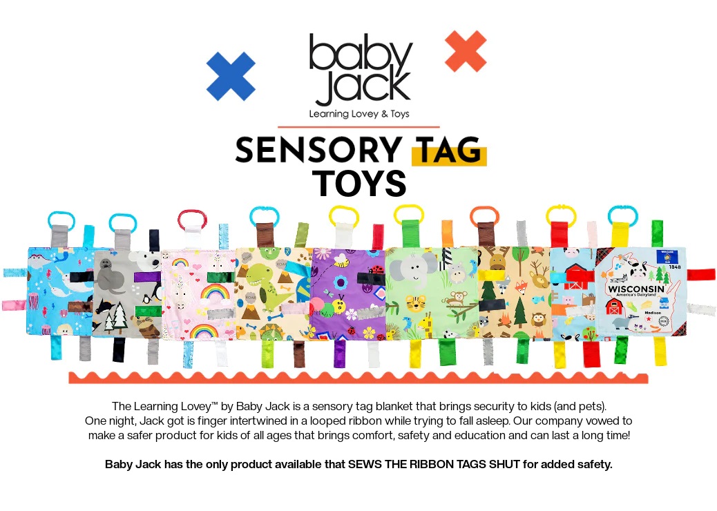 Baby Jack Tag Toy 8x8 Crinkle Square